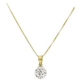 Kette mit Anh&auml;nger Firetti "Schmuck Geschenk Gold 375 Halsschmuck Halskette Goldkette Venezianer", gelb (gelbgoldfarben, wei&szlig;, kristallwei&szlig;), Halsketten, Damen, Gelbgold 375, L: 45 B: 0,6mm, mit Kristallstein (synth.), B:0,6mm
