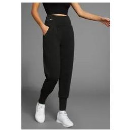 Yogahose FAYN SPORTS, Damen, Gr. 50, N-Gr, schwarz, Jersey, Obermaterial: 56% Baumwolle, 38% Viskose, 6% Elasthan, unifarben, loose fit lang, Hosen Yogahose, Zwei seitliche Eingrifftaschen & breiter Bund f&uuml;r sicheren Sitz