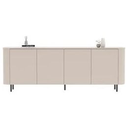 Sideboard OTTO HOME "Lido, 231 cm breit, 4 T&uuml;ren, Anrichte, Kommode, Stauraumschrank", cashmere, B:231cm H:83cm T:43cm, FSC-zertifizierter Holzwerkstoff, Sideboards, Sideboard, Formgebogenes MDF, Stirnseiten mit Rundung, Push-to-open, Metallf&uuml;&szlig;e, Topseller