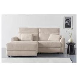 Ecksofa OTTO HOME "JENNA L-Form, 209cm - OTTO. Verl&auml;ssliche Qualit&auml;t.", creme, B:209cm H:100,5cm T:163cm, 90% POLYESTER, 10% NYLON, Sofas, Ecksofa, manuelle o. elektrische Relaxfunktion, USB A/C, weicher Sitz, Cord.