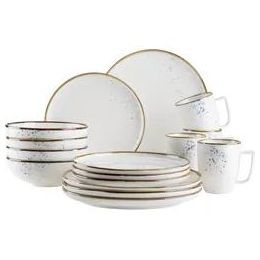 M&auml;ser Kombiservice M&Auml;SER "PINTAR, Kombiservice, Porzellan", wei&szlig; (wei&szlig;, blau), 16 Stk., Porzellan, Geschirr-Sets, Kombiservice, Geschirr-Set, Service