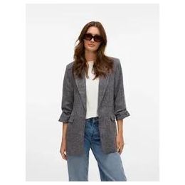 V&eacute;ro Moda Longblazer VERO MODA "VMFRIDA LS REGULAR BLAZER NOOS", Damen, Gr. 34 (XS), schwarz (schwarz detail:salt and pepper), Web, Obermaterial: 63% Polyester, 36% Viskose, 1% Elasthan, unifarben, regular fit Po-bedeckend, gerader Abschluss, Blazer Longblazer, ohne Verschluss und mit gerafften 3/4 Arm