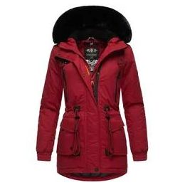 Wintermantel Marikoo "Olessaa", Damen, Gr. XS (34), rot (blutrot), Obermaterial: 100% Baumwolle. Futter: 100% Polyester. Wattierung: 100% Polyester. &Auml;rmelfutter: 100% Polyester. Kunstfell: 90% Polyacryl, 10% Polyester, figurbetont Po-bedeckend, hoch geschlossener Ausschnitt, &Auml;rmel ohne &Auml;rmelschlitz Windstopperb&uuml;ndchen mit Gummizug, M&auml;ntel Wintermantel, Sportlicher Baumwoll-Parka f&uuml;r den Winter