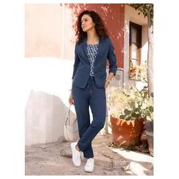 Jerseyblazer Inspirationen "Jersey-Blazer", Damen, Gr. 50, blau (dunkelblau), 58% Viskose, 36% Polyamid, 6% Elasthan, Blazer