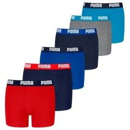 Boxershorts Puma "Puma BOYS EVERYDAY BASIC BOXERS 6P ECOM", Jungen, Gr. 134/140, blau (rot, blau), Obermaterial: 95% Baumwolle, 5% Elasthan, bedruckt, mehrfarbig, Unterhosen