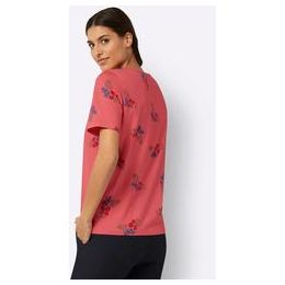 Kurzarmshirt Classic Basics "Kurzarm-Shirt", Damen, Gr. 38, pink (grapefruit), 100% Baumwolle, gebl&uuml;mt, gemustert, mehrfarbig, Rundhals, Shirts