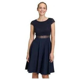 Abendkleid Vera Mont "Damen mit Spitze", Damen, Gr. 42, Normalgr&ouml;&szlig;en, blau (night sky), Obermaterial: 100% Polyester; Futter: 100% Polyester, festlich, ausgestellt kurz, Rundhals, Kleider Abendkleid, Spitze