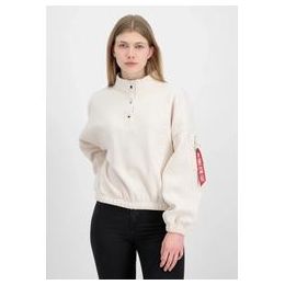 Sweater Alpha Industries "EMB HC OS Sweater Women", Damen, Gr. L, wei&szlig; (jet stream wei&szlig;), Obermaterial: 80% Baumwolle, 20% Polyester, oversize, Sweatshirts Sweater