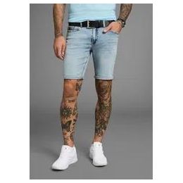 Jeansshorts Bruno Banani "Hutch-Shorts", Herren, Gr. 31, L&auml;nge 32, atlantic blu, Denim/Jeans, Obermaterial: 98% Baumwolle, 2% Elasthan, normal kurz, Jeans Jeansshorts, gerade geschnittene kurze Beine, niedrige Leibh&ouml;he