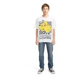 T-Shirt name it "NKMJAMISH POKEMON NREG SS TOP NOOS SKY", Jungen, Gr. 116, wei&szlig; (hellwei&szlig;), Jersey, Obermaterial: 100% Baumwolle, bedruckt, normal normal, Rundhals, Shirts T-Shirt