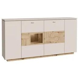 Highboard FORTE "Louoto", beige (sand, artisan eiche), B:199,5cm H:101,2cm T:41,6cm, Holzwerkstoff, Sideboards, Highboard, Sideboard, Metallgriffe, Stauraum, Soft Close, H&ouml;he 101,2cm
