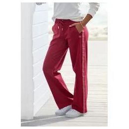 H.I.S. Relaxhose H.I.S, Damen, Gr. 48/50, N-Gr, rot, Interlock, Obermaterial: 60% Baumwolle, 40% Polyester, unifarben, Basic, bequem lang, Hosen Relaxhose, mit seitlichen Streifendesign