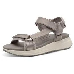 Riemchensandale Tamaris, Damen, Gr. 38, grau, Textil, Schuhe Riemchensandale, Plateau, Sandalette, Trekkingsandale, verstellbare Klettverschl&uuml;sse