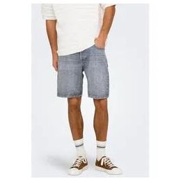 Only & Sons Shorts ONLY & SONS "ONSEDGE MG 2042 AZG DNM SHORTS", Damen, Gr. XXL, N-Gr, blau (medium grau denim), Web, Obermaterial: 100% Baumwolle, unifarben, straight fit knielang, Hosen Shorts