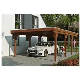 Skan Holz Einzelcarport SKANHOLZ "Grunewald", braun, B/H/T: 395cm x, Carports, mit Aluminiumdach