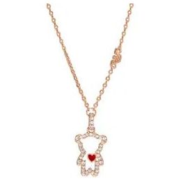 Kette mit Anh&auml;nger Emporio Armani "Schmuck Geschenk Metall Halskette Teddy mit Herz", rosa (ros&eacute;goldfarben, rot, kristallwei&szlig;), Halsketten, Damen, Metall, L: 42 B: 1mm, mit Zirkonia (synth.), B:1mm