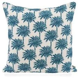 HOCK Dekokissen H.O.C.K. "Vamosa Palms", blau (blau,navy), B:60cm H:10cm L:60cm, Obermaterial: 60% Polypropylen, 40% Polyacryl, Dekokissen_Sitzkissen_Kissenh&uuml;llen, Outdoorkissen inkl. F&uuml;llung, 45x45cm, Dekokissen, Palmen, schwarz