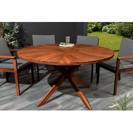 Riess Ambiente Runder Gartentisch KOPENHAGEN 140cm braun Akazienholz honey finish wetterfest Riess-Ambiente 6 Personen Landhaus Modern Natur Skandinavisch