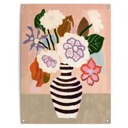 Poster Reinders "Black White Striped Vase", bunt (farbe bild(er): mehrfarbig), B:60cm H:80cm T:0,1cm, Bilder, Poster, Garten - Mehrfarbig - Leinwand - Blumen und Pflanzen - 60x80 cm