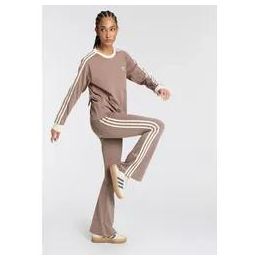 Leggings Adidas ORIGINALS "FLARED LEGGINGS", Damen, Gr. XL, N-Gr, braun (trace braun, normal, gr.), Obermaterial: 79% Polyester, 21% Elasthan, Hosen Leggings, mit ausgestelltem Bein, sportliche 3-Streifen, stretchiges Material