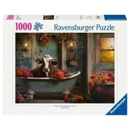 Puzzle Ravensburger "The cow in the bathtub", bunt, Puzzles, KinderB:70cm H:50cm, Pappe, Made in Germany, B:70cm H:50cm