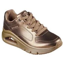 Sneaker Skechers "UNO ICON - LUSTROUS AIR", Damen, Gr. 41, bronzefarben, Leder, metallic, Schuhe Sneaker, Keilsneaker, Plateausneaker, Schn&uuml;rschuh im Metallic Look