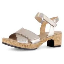 Sandalette Gabor "KRETA", Damen, Gr. 38, gold (goldfarben), Ziegenleder, metallic, Schuhe Sandalette, Blockabsatz, Sommerschuh, Sandale in Bequemweite G (= weit), Topseller