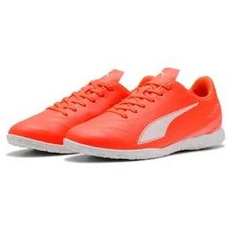 Fu&szlig;ballschuh Puma "VITORIA II IT", Herren, Gr. 44,5, wei&szlig; (glowing rot, Puma wei&szlig;), Synthetik, Schuhe Fu&szlig;ballschuh, f&uuml;r Halle und Stra&szlig;e, mit Gummilaufsohle