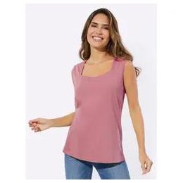 Shirttop Classic Basics, Damen, Gr. 46, rosa (altrosa), 100% Baumwolle, gebl&uuml;mt, gemustert, mehrfarbig, eckiger Ausschnitt, Tops Shirttop