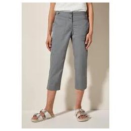Caprihose Cecil "Style New York", Damen, Gr. 28, N-Gr, grau (obelisk grau), Web, Obermaterial: 98% Baumwolle, 2% Elasthan, unifarben, normal kniebedeckend, Hosen Caprihose, Sommerhose mit Knopfdetails am Bund