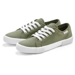 Sneaker Lascana, Damen, Gr. 37, gr&uuml;n (olivfarben), Obermaterial: 100% Textilmaterial. Decksohle: 100% Textilmaterial. Futter: 100% Textilmaterial. Laufsohle: 100% Synthetik, unifarben, Basic, Schuhe Skaterschuh Canvassneaker Sneaker low, aus Textil, Schn&uuml;rhalbschuh, Freizeitschuh, Turnschuh