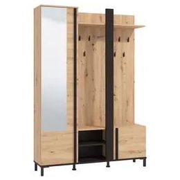 Kompaktgarderobe Home Affaire "Nino Flurgarderobe, Dielenschrank, Flurm&ouml;bel, Garderobe, Breite 135 cm", artisan eiche, B:134,5cm H:192,5cm T:34,5cm, FSC-zertifizierter Holzwerkstoff, Schr&auml;nke, Schuhschrank, Spiegel, Haken, viel Stauraum, ideal f&uuml;r kleine R&auml;ume