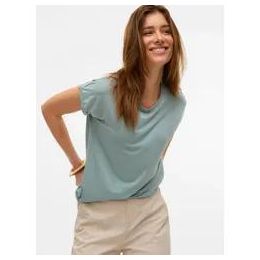 V&eacute;ro Moda Rundhalsshirt VERO MODA "VMAVA PLAIN SS TOP GAJRS NOOS", Damen, Gr. L, grau (gray mist), Jersey, Obermaterial: 95% Lyocell, 5% Elasthan, unifarben, regular fit normal, Rundhals, Shirts Rundhalsshirt, Materialmix, regular fit