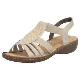 Sandale Rieker, Damen, Gr. 39, beige (hellbeige), Lederimitat, Schuhe Sandale, Sommerschuh, Schlupfschuh, Sandalette mit praktischen Gummiz&uuml;gen