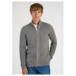 Strickjacke LINDBERGH "Cardigan Relaxed Fit", Herren, Gr. XL, grau (dk grau), Obermaterial: 60% Baumwolle, 40% Polyester, unifarben, Strickjacken Strickjacke