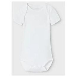 Body name it "NBNBODY 3P SS SOLID WHITE 4 NOOS", Jungen, Gr. 56, N-Gr, wei&szlig; (hellwei&szlig;), Sweatware, Obermaterial: 100% Baumwolle, bedruckt, regular fit, Rundhals, Bodys Body