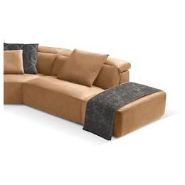 Ecksofa Egoitaliano "Beverly, extravangantes Designsofa mit erstklassigem Sitzkomfort", braun (tan), B:378cm H:95cm T:282cm, Leder NUVOLE (Echtes Rindsleder). Halbnat&uuml;rliches, halbnarbiges Rindsleder mit einer nat&uuml;rlichen K&ouml;rnung von 1, 2 bis 1, 4 mm. Dieses Leder hat eine weiche, wachsartige Haptik mit mattem Aussehen und einem Wolkeneffekt. Es handelt sich um ein Naturleder, das die urspr&uuml;nglich