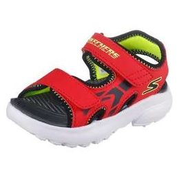 Sandale Skechers "RAZOR SPLASH", Jungen, Gr. 26, rot (rot, schwarz), Lederimitat, kontrastfarbene Details, Schuhe Sandale, Sandale mit Klettverschluss, waschbar, Gr&ouml;&szlig;enschablone zum Download