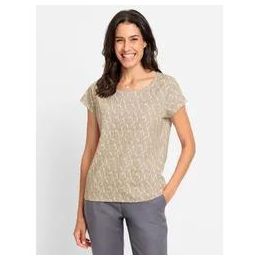 Rundhalsshirt Inspirationen "Rundhals-Shirt", Damen, Gr. 50, beige (beige, ecru, bedruckt), 100% Baumwolle, bedruckt, gemustert, mehrfarbig, Rundhals, Shirts Rundhalsshirt
