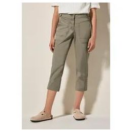 Caprihose Cecil "Style New York", Damen, Gr. 29, N-Gr, grau (smoky taupe), Web, Obermaterial: 98% Baumwolle, 2% Elasthan, unifarben, normal kniebedeckend, Hosen Caprihose, Sommerhose mit Knopfdetails am Bund