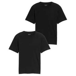 T-Shirt Tom Tailor, Herren, Gr. L, schwarz, Single Jersey, Obermaterial: 100% Baumwolle, unifarben, regular fit taillenbedeckt, Rundhals, gerader Abschluss, Shirts T-Shirt, mit Logo Print