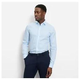 Langarmhemd OLYMP "No 6 six", Herren, Gr. 38, N-Gr, bleu, Web, Obermaterial: 100% Baumwolle, gestreift, sehr schmal, 2-Knopf-Manschette, Hemden, gestreift, Businesshemd, super slim fit, Royal Kentkragen