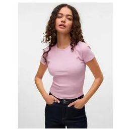 V&eacute;ro Moda Kurzarmshirt VERO MODA "VMCHLOE SS SHORT TOP JRS NOOS", Damen, Gr. XL, rosa (roseate spoonbill), Feinripp, Obermaterial: 95% Baumwolle, 5% Elasthan, unifarben, figurbetont taillenlang, Rundhals, Shirts, Baumwollmischung