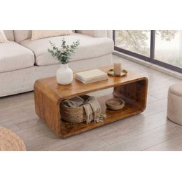 Riess Ambiente Massiver Couchtisch CUBUS 100cm braun honey finish Mangoholz handmade Riess-Ambiente Sofatisch Wohnzimmertisch rechteckig Natur Retro Skandinavisch