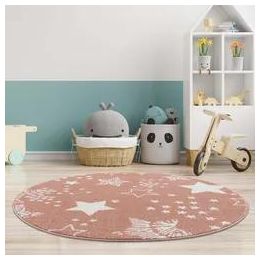 Kinderteppich Carpet City "Anime9387", rosa (ros&eacute;), H:11mm &Oslash;:120cm, Polypropylen (PP), Teppiche, Kinderteppich, Sternen-Teppich, Weicher Flor, Pflegeleicht, Kinderzimmer