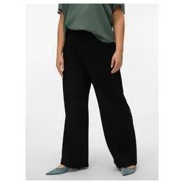 Anzughose Vero Moda CURVE "VMCBERLIN ZAMIRA MW WIDE PANT CUR", Damen, Gr. 50, L&auml;nge 32, schwarz, Web, Obermaterial: 95% Polyester, 5% Elasthan, unifarben, bequem normal, Hosen Anzughose