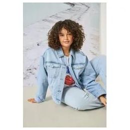 Jeansjacke Only CARMAKOMA "CARROBYN L/S DNM JACKET TAI", Damen, Gr. 46, blau (light blau denim), Denim/Jeans, Obermaterial: 100% Baumwolle, unifarben, Jacken Jeansjacke