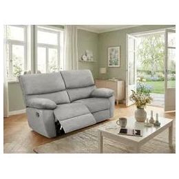 2-Sitzer Home Affaire "LANNOY, mit manueller o. elektrischer Relaxfunktion in beiden Sitzen.", grau (hellgrau), B:146cm H:96cm T:94cm, Sofas, Elektrische Variante mit USB A/C. Federkern, Webstoff