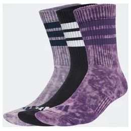 Sportsocken Adidas PERFORMANCE "STONEWASH CREW, 3 PAAR", Herren, Gr. L (43/45), aurora plum, preloved violet, schwarz, Obermaterial: 50% Baumwolle, 47% Polyester, 2% Elasthan, 1% Polyamid, Socken Sportsocken, f&uuml;r Laufen, sportlicher Stil, mit klassischen 3-Streifen am B&uuml;ndchen