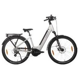 E-Bike SAXONETTE "SAXONETTE Trekkingrad Deluxe SUV easy (Wave)" Gr. 45, schwarz (silber, schwarz), Elektrofahrr&auml;der, 45cm, 27,5 Zoll (69,85cm), (mit integr. Akku), Elektrofahrrad f&uuml;r Damen u. Herren, Topseller